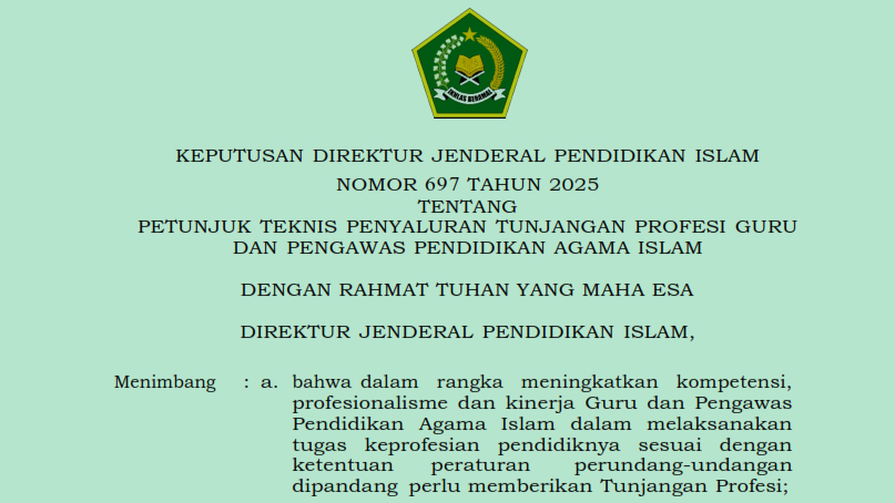 Petunjuk Teknis Pencairan Tunjangan Profesi Guru Pendidikan Agama Islam ...